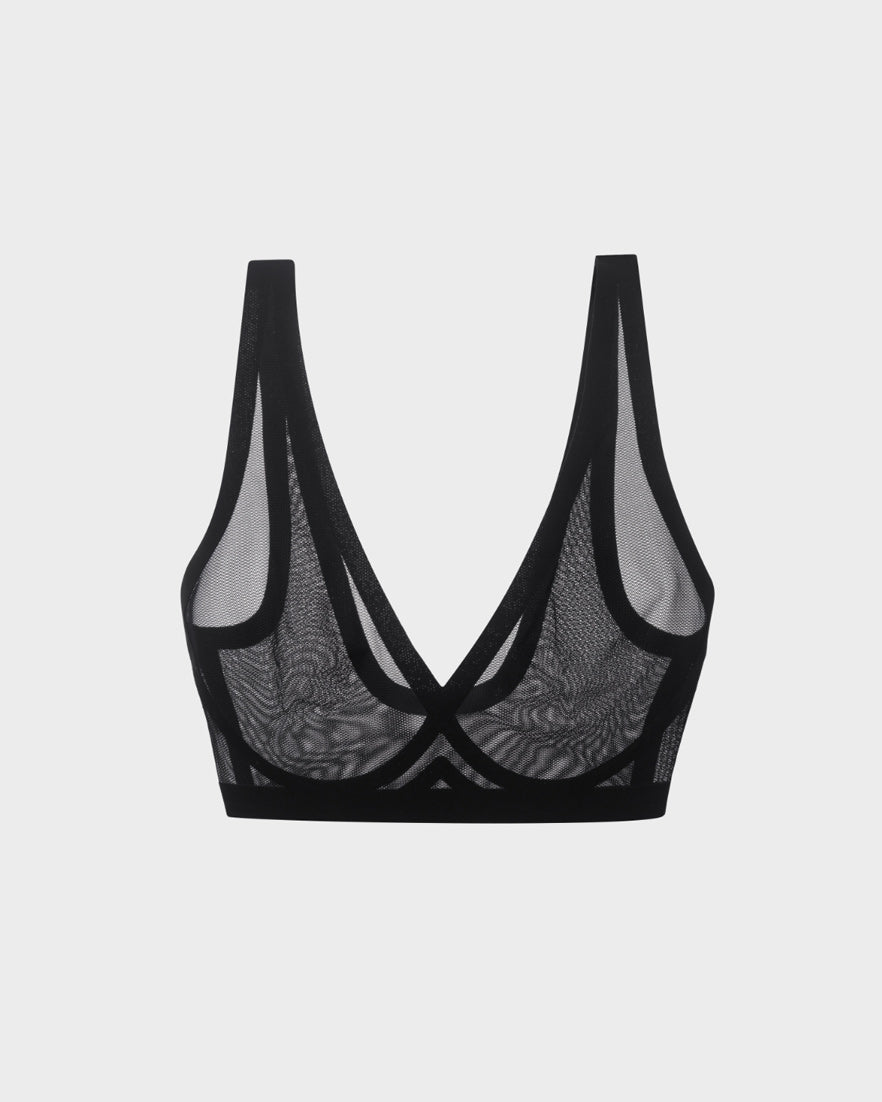 Black Sheer Bralette & Brief Set - Comfortable and Sustainable Lingerie ...