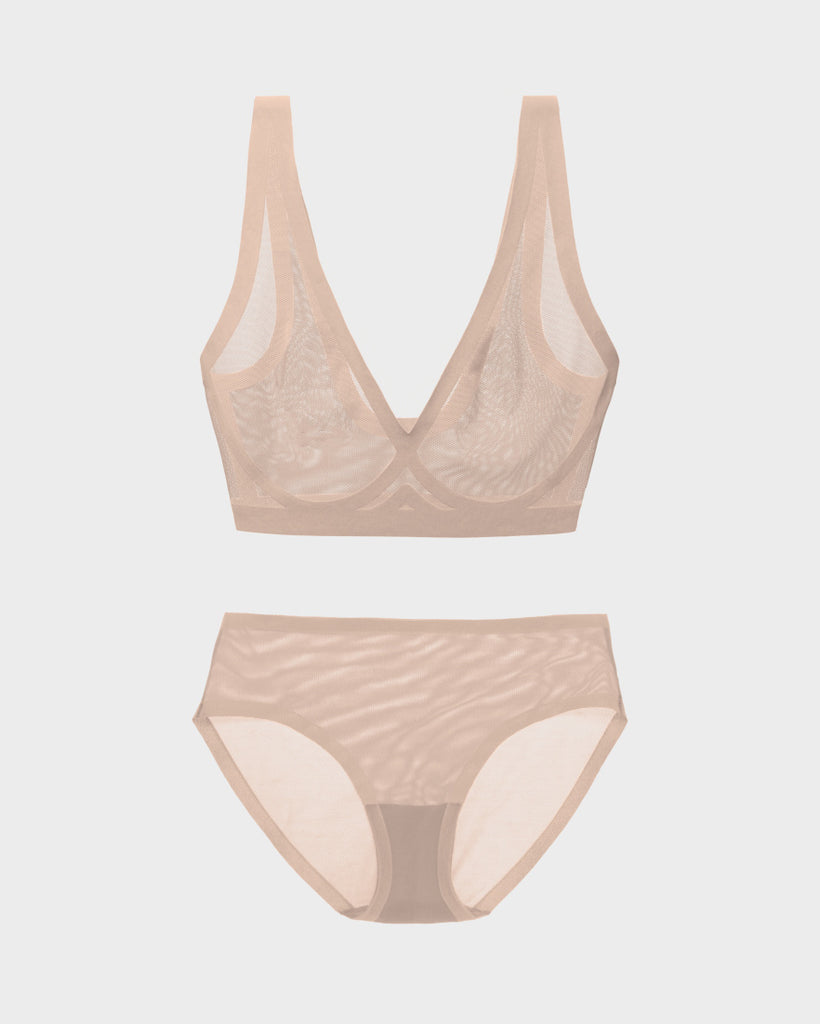 Champagne Sheer Bralette & Brief Set - Comfortable and Sustainable ...